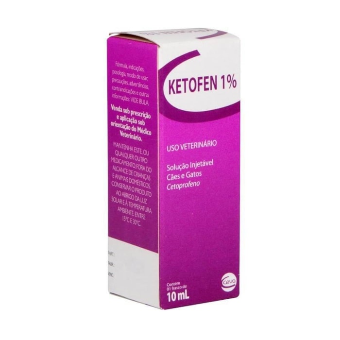 Ketofen 1% Anti-inflamatório Injetável para Cães e Gatos 10ml - Ceva ...