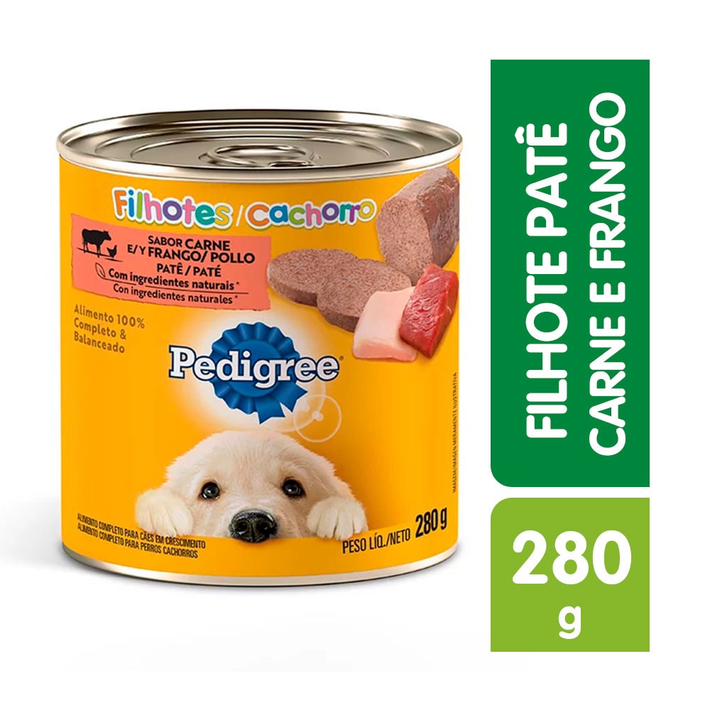 Patê Pedigree para Cães Filhotes Sabor Carne & Frango Lata 280g Com o ...