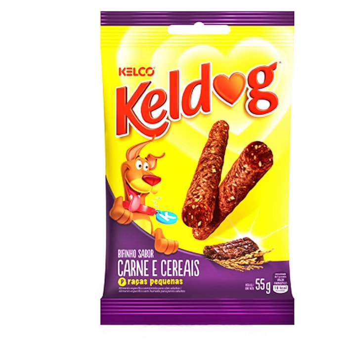 Petisco Keldog Bifinho Sabor Carne e Cereais Raças Pequenas 55g Com o ...