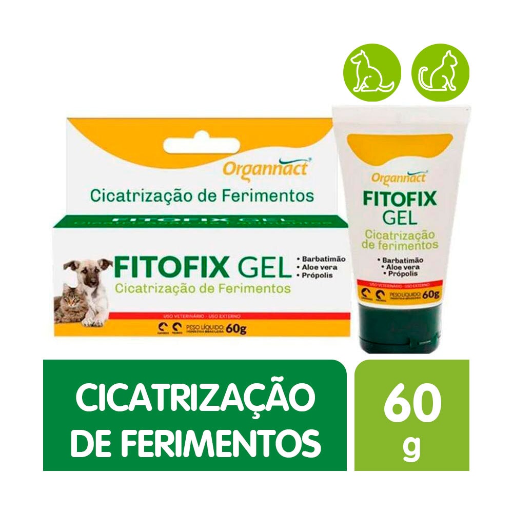 Pomada Cicatrizante Fitofix Gel Organnact para Cães e Gatos 60g Com o ...