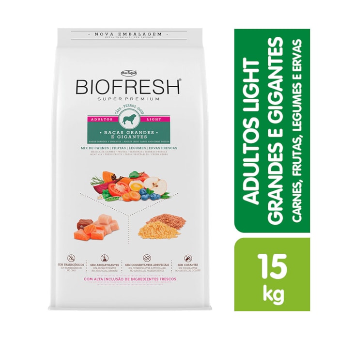 Ração Biofresh Light para Cães Adultos de Raças Grandes e Gigantes 15kg ...