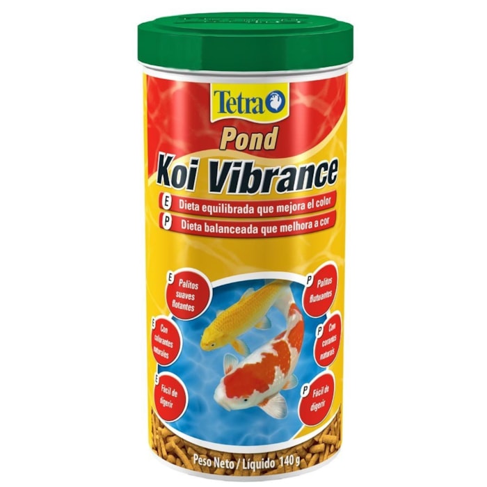 Ração Tetra Pond Koi Vibrance Sticks para Peixes Ornamentais 140g Com o ...