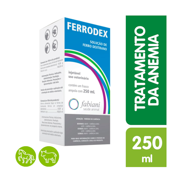 Solução de Ferro Dextrano Ferrodex Uso Veterinário 250ml Com o Melhor ...