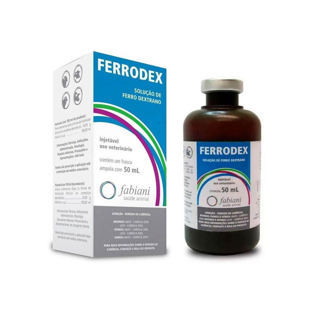 Suplemento Ferrodex Injetável Uso Veterinário 50 ml Com o Melhor Preço ...